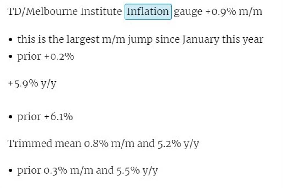 Forecast for a +25bp RBA cash rate increase due to "ongoing inflation and wages concerns ...